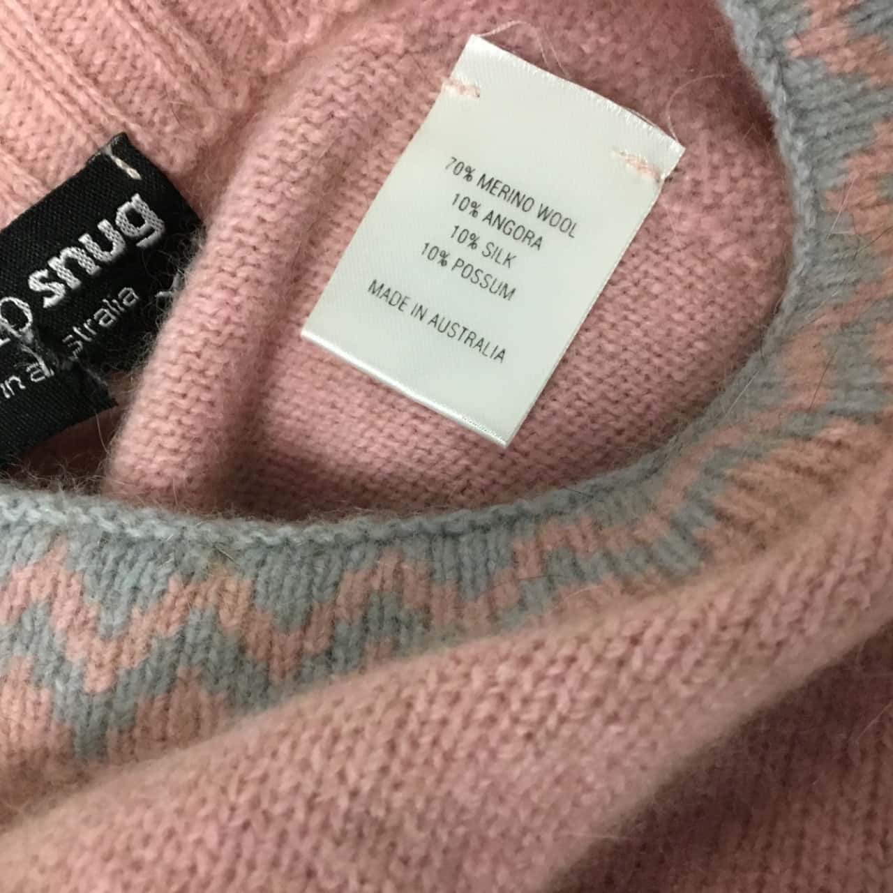 Merino Snug Pink & Blue Patterned Jumper Size XS(s)