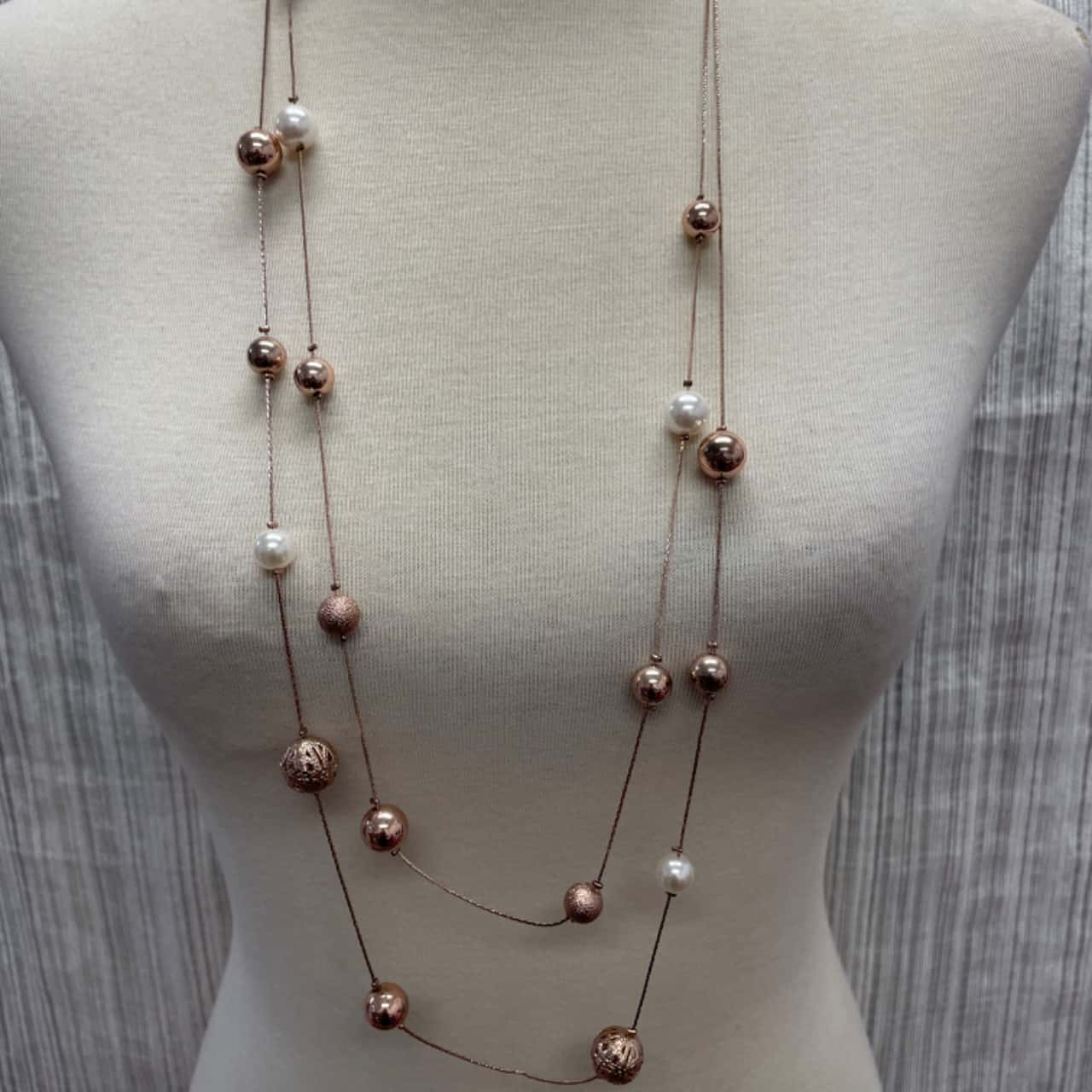Womens long 2 tier Necklace Pearl / Rose Gold (s) - Used Good | Salvos ...
