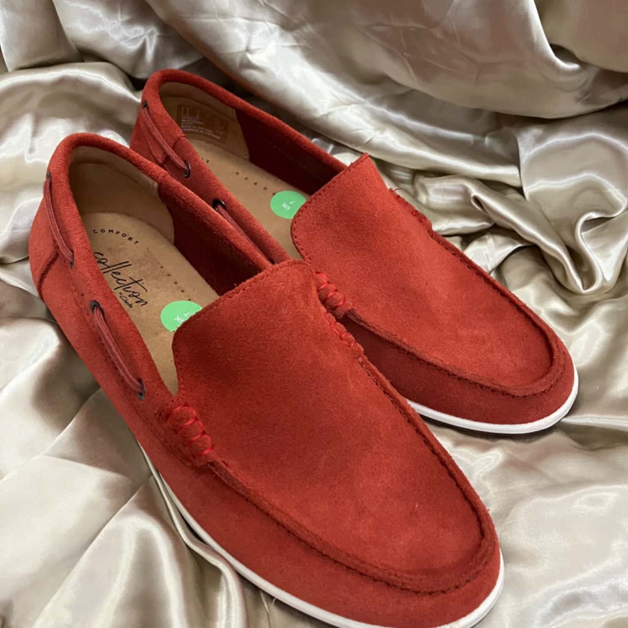 Clarks Mens Suede Loafers Size 7 Rust (s)