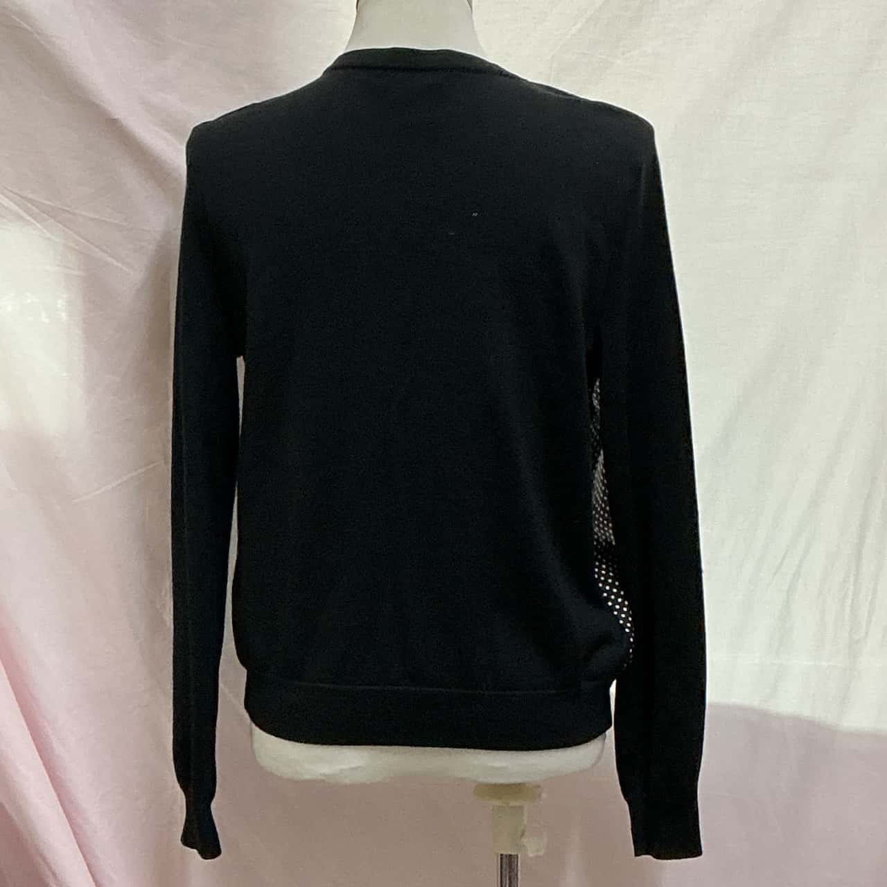 Ralph Lauren Womens Size M Button-down Cardigan Black / Polka Dot / White