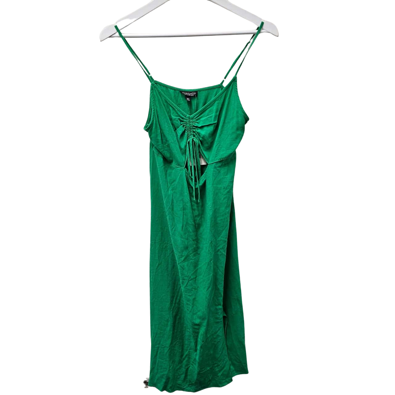 Topshop Womens Size 10 Midi Shoestring Strap Dress Green (BNWT)