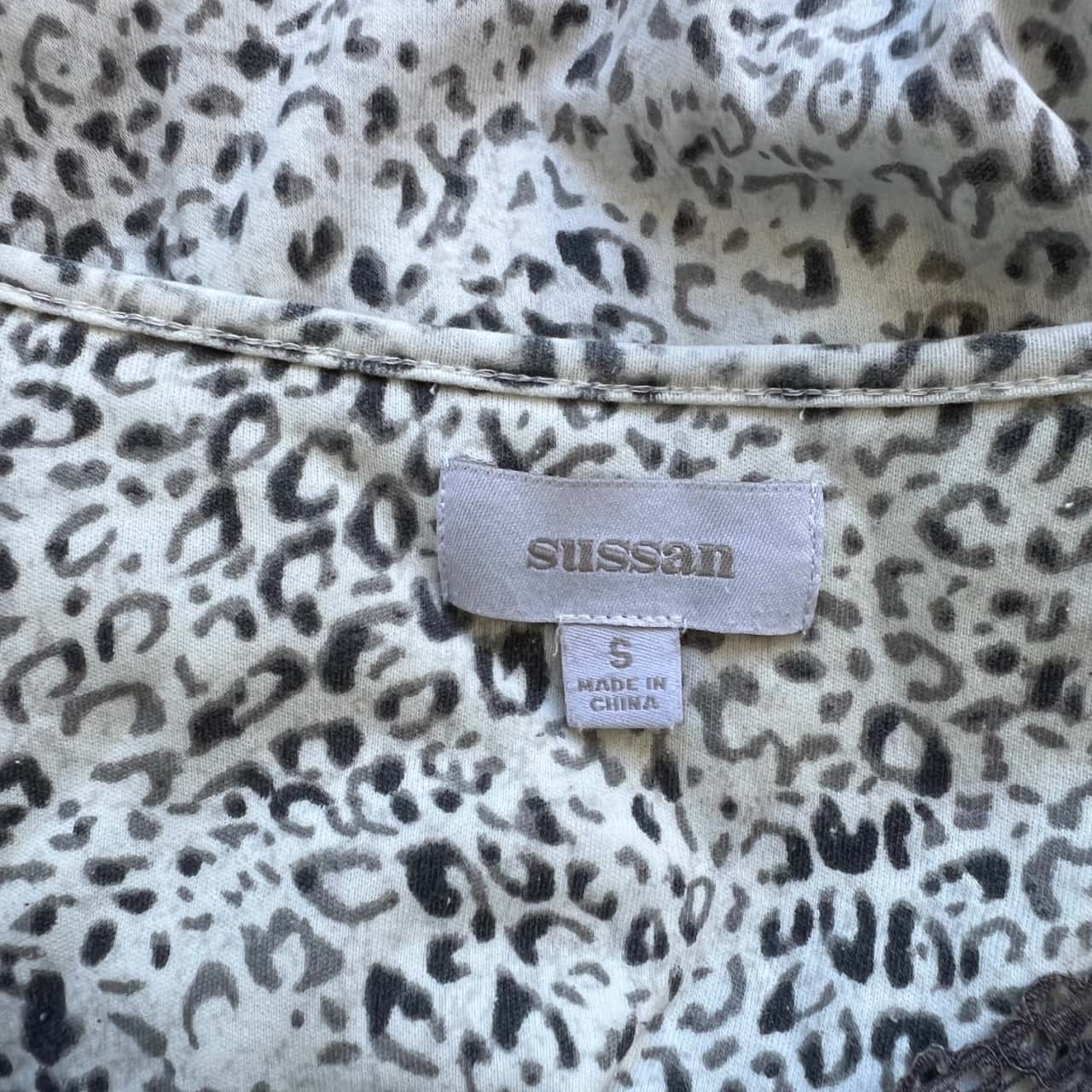 Sussan Womens Size S Animal Print Long Sleeve Mini Dress White/black