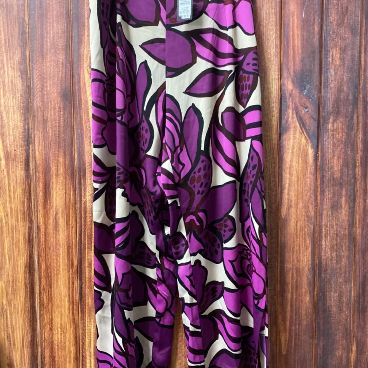 City Chic Size L Wide Leg Pants Beige / Black / Purple. New