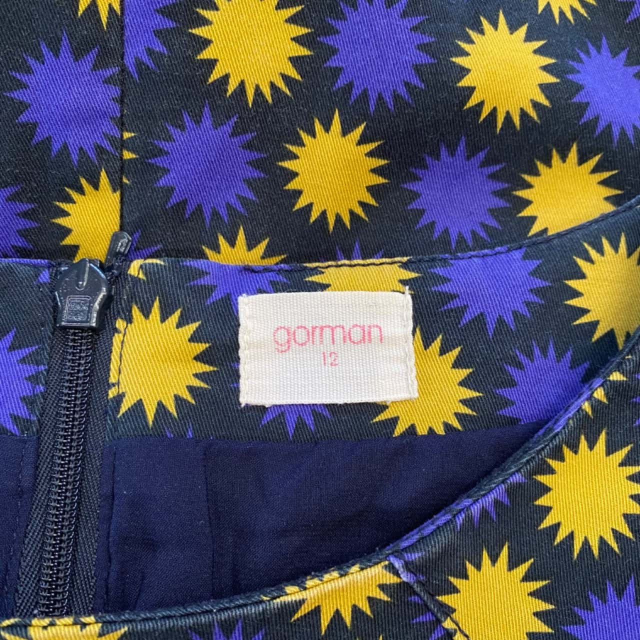 Gorman Black/Yellow/Purple Pattern 3/4 Sleeve Dress Size 12(s)