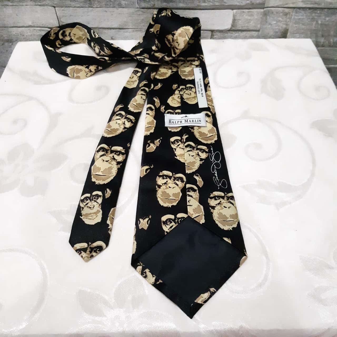 Ralph Marlin Just Chimps Mens Ties Black / Gold / Other