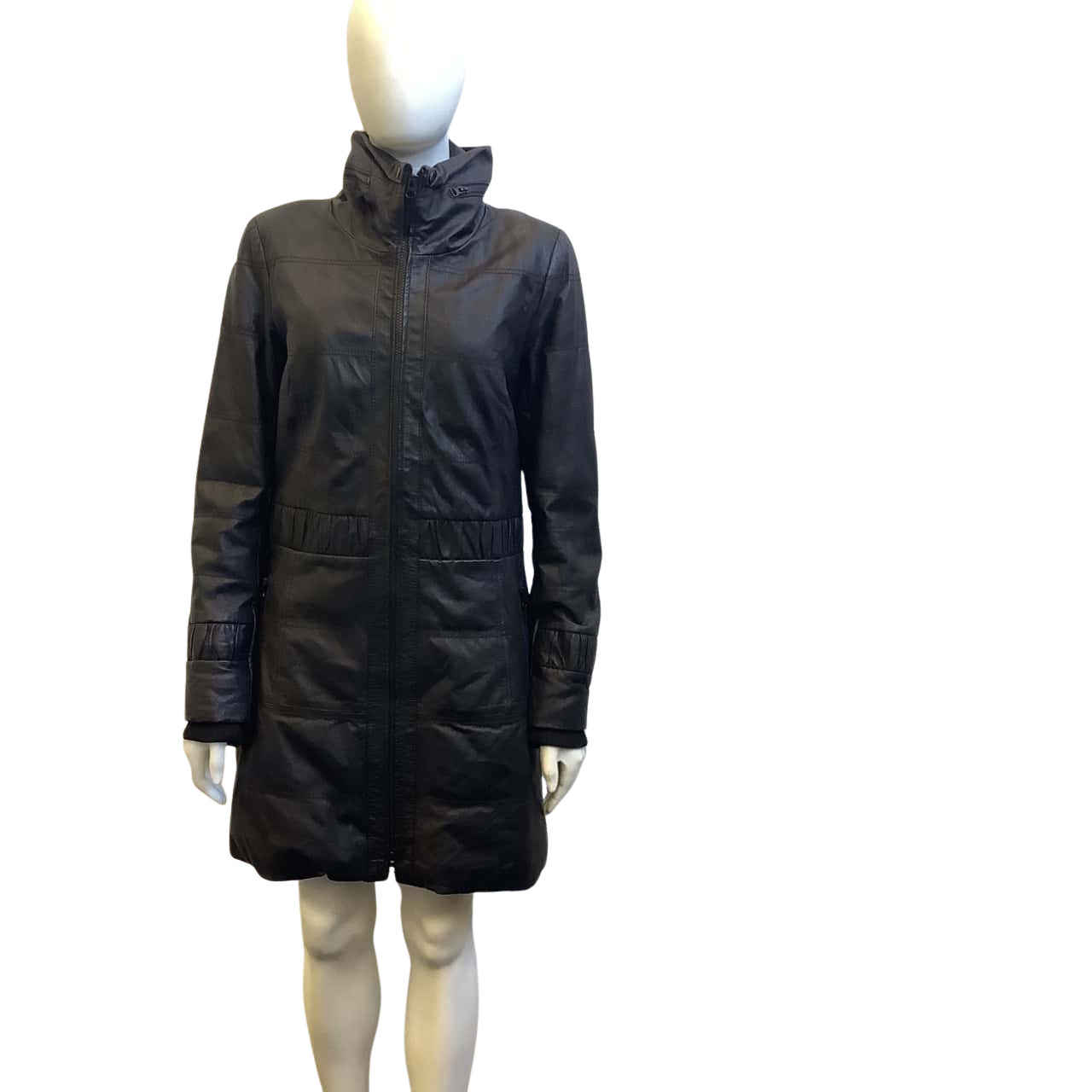 Danier Womens To Fit AUS 10 Faux Leather Winter Jacket Black colour(s)