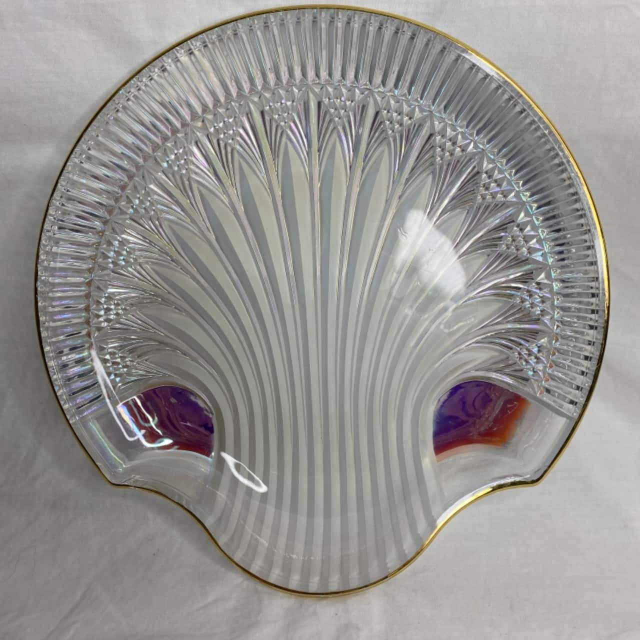 Vintage Crystal Glass Seashell Scallop Clam Shell Dish