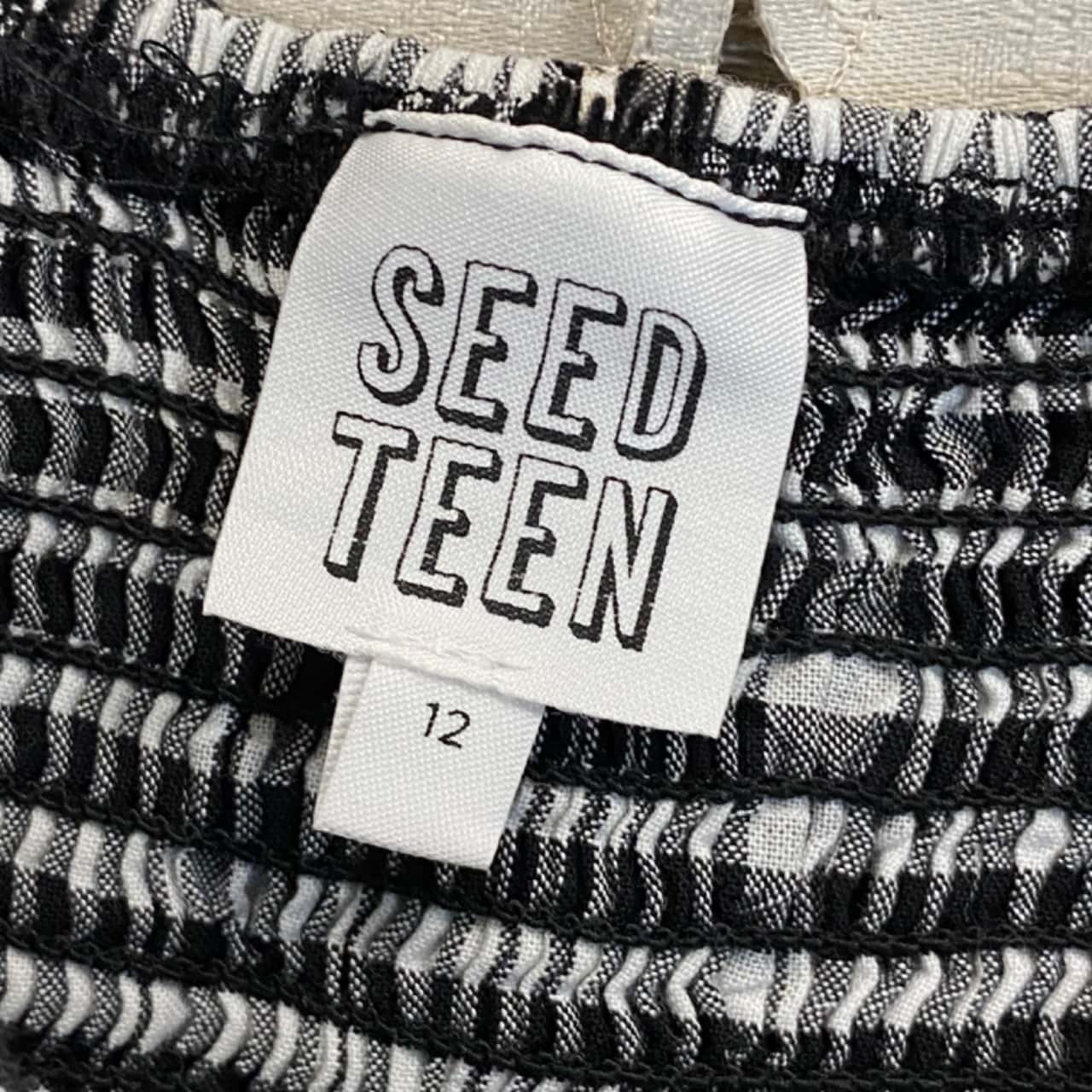 Seed Teen Kids Size 12 Playsuit Black/White Checked