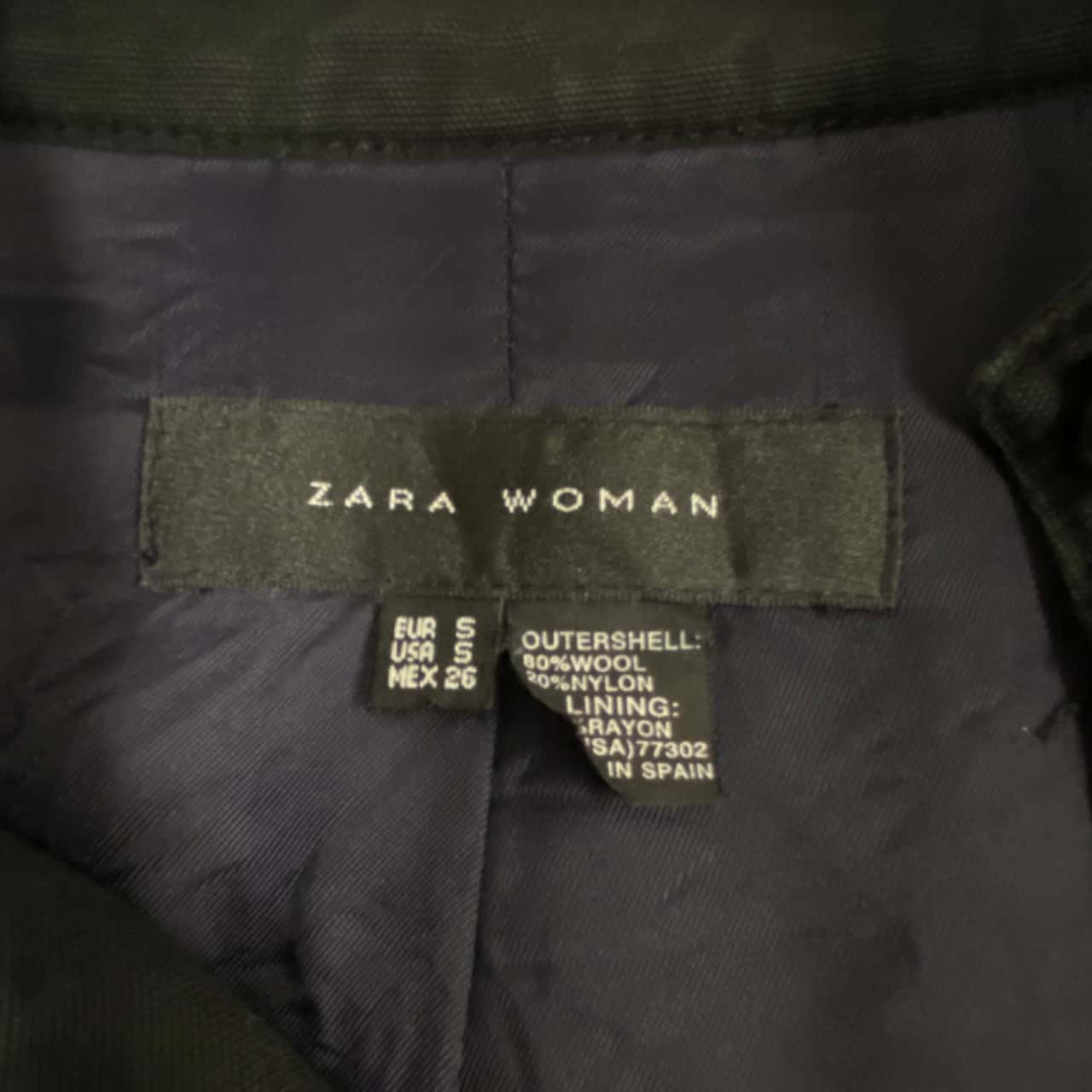Zara Womens Size S Press Button Jacket Black Wool Blend(s)