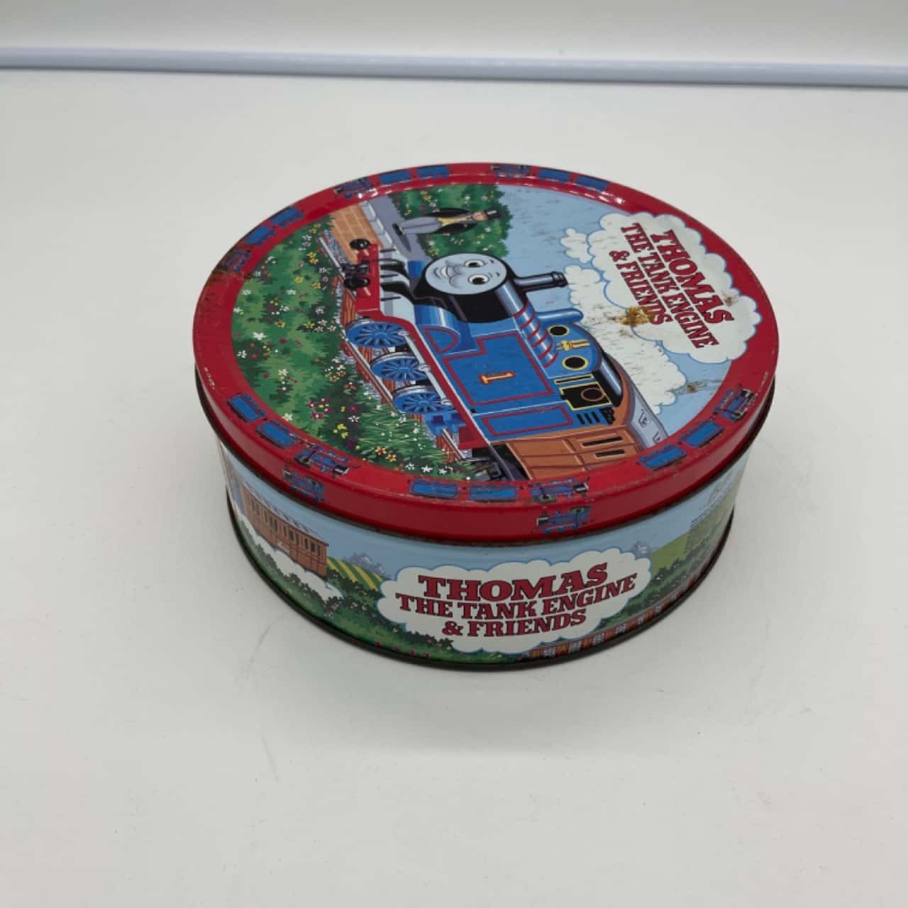 THOMAS THE TRAIN Round Cookies Tin Storage Container Tank Engine 1994 ...