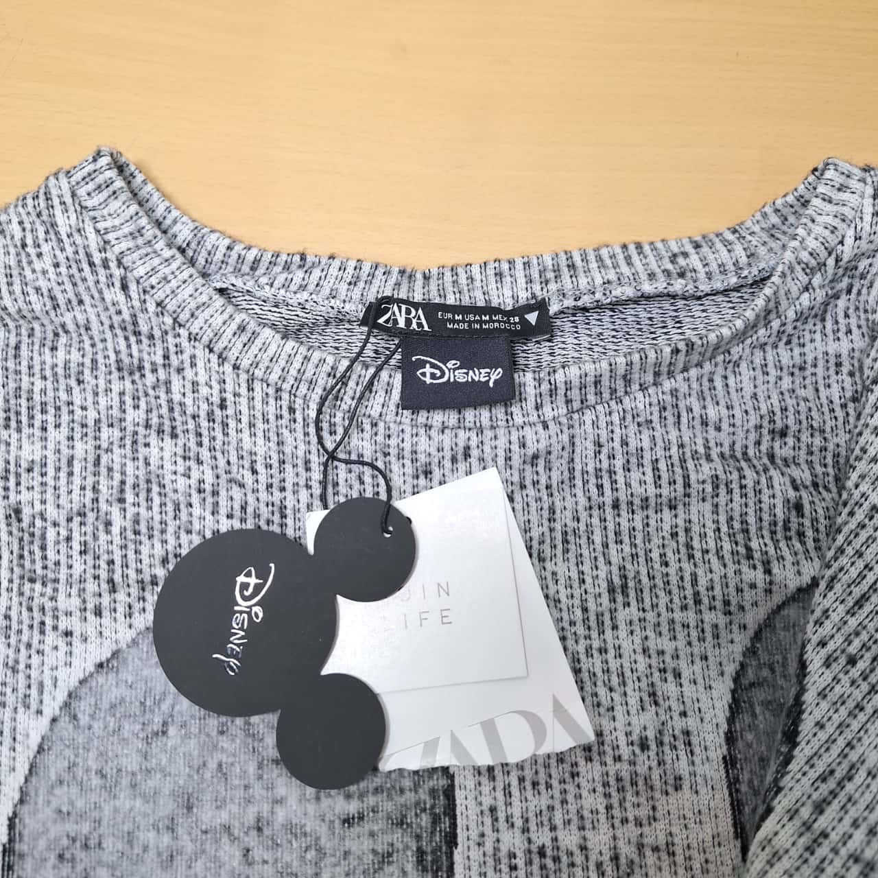 Zara X Disney Mickey Mouse Gray Soft Knit Shirt - size M