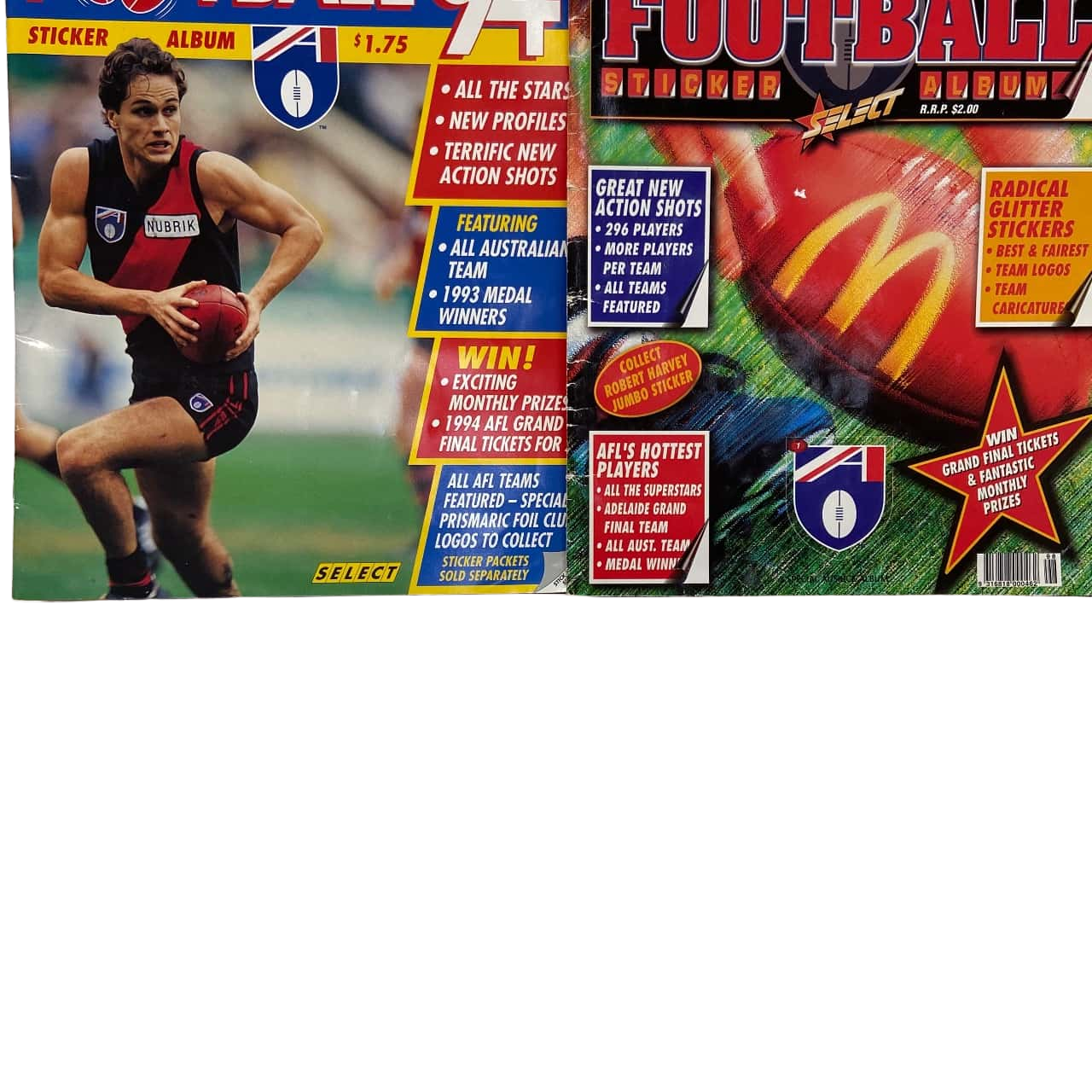 2 X AFL sticker albums 1994 and 1998(s)
