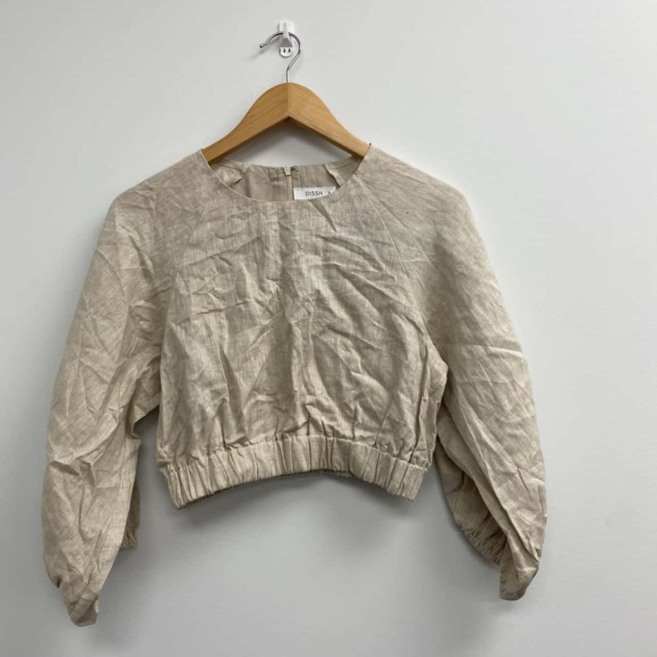 Dissh Linen Long Sleeve Crop Top Size 8 / S Beige (s)