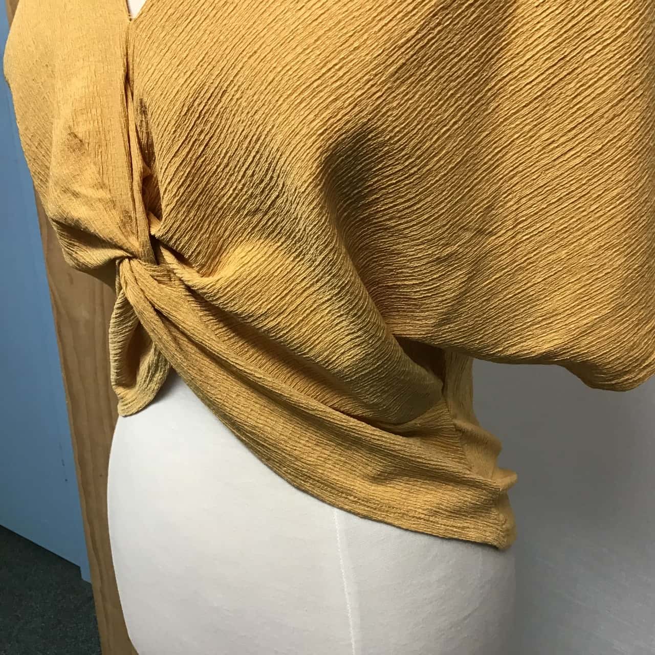 Zara, Yellow/gold cropped top, (couple of loose stitches), Size M(s)