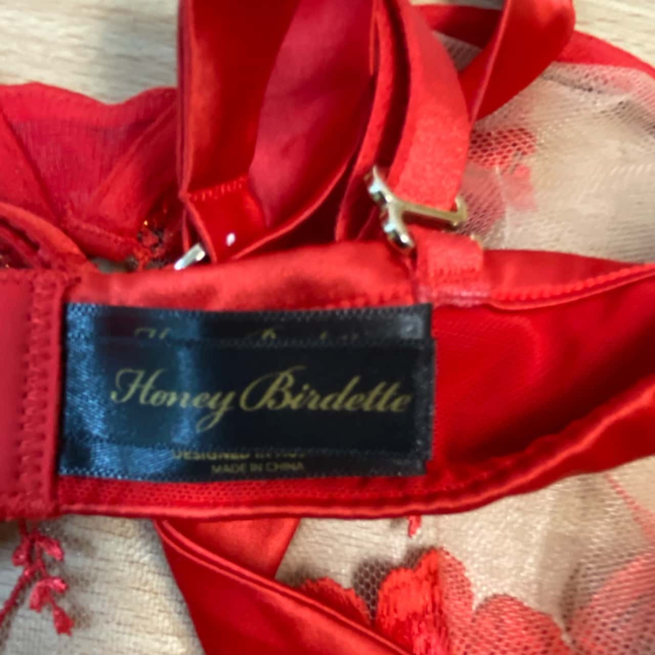 Honey Birdette Womens Size 12C Belle Bra Red (s)