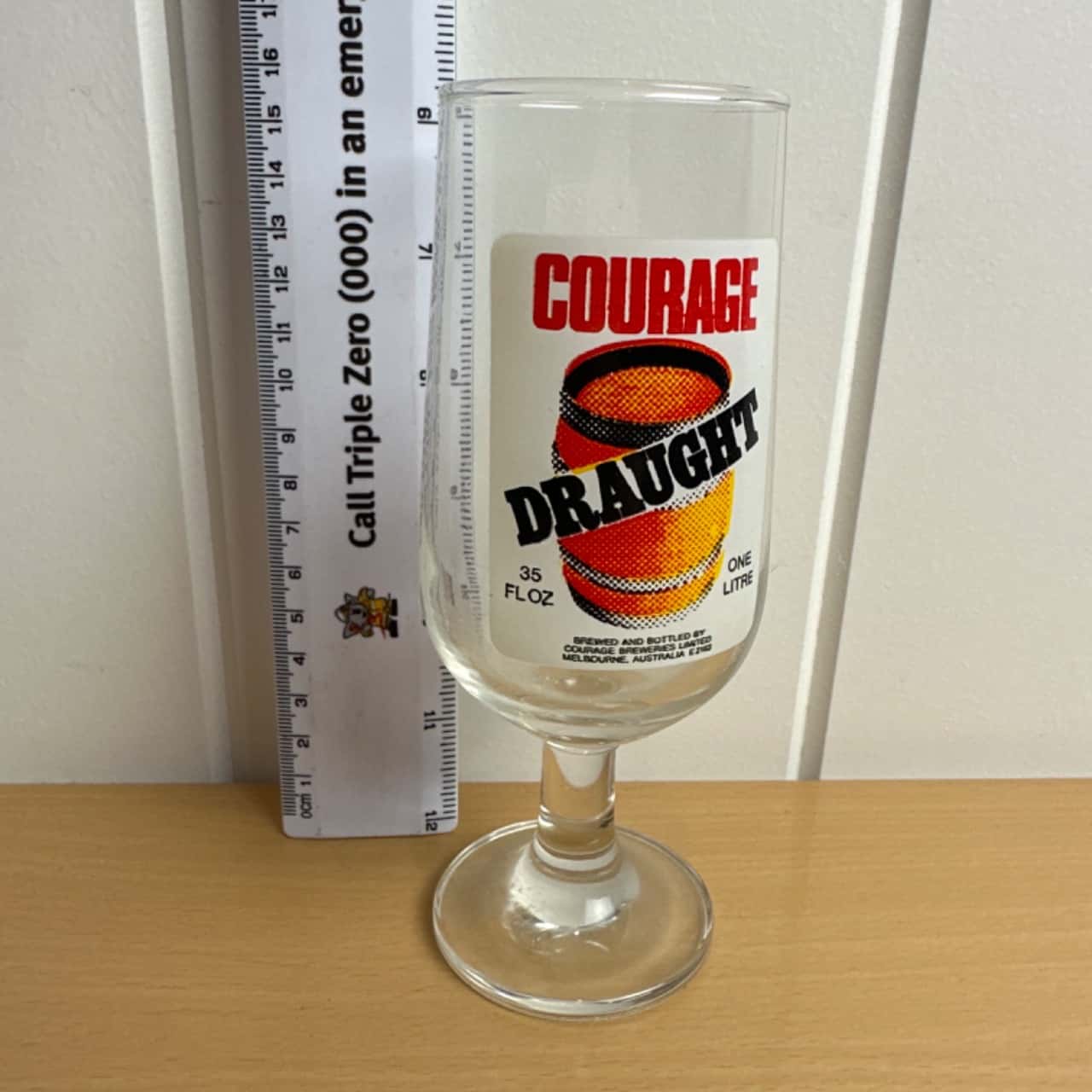 Vintage Victorias Courage Draught Stemmed Beer Glass