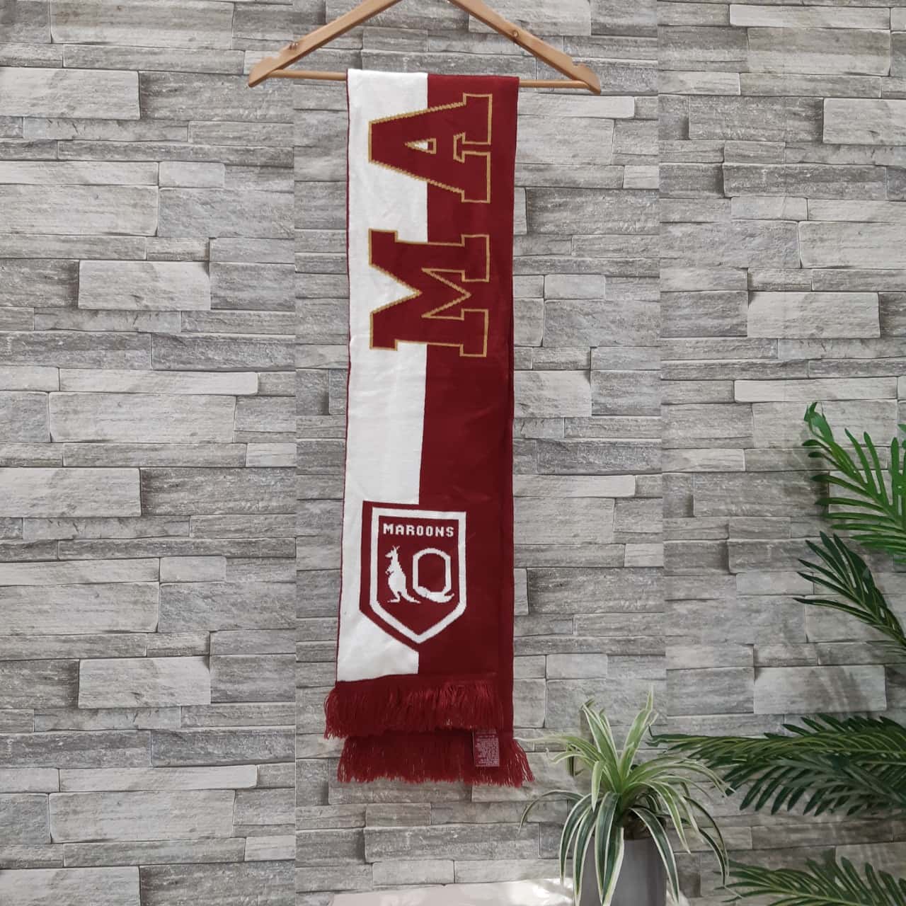 Maroons State of Origin Adult Scarf Unisex Khaki / Maroon / White (s)