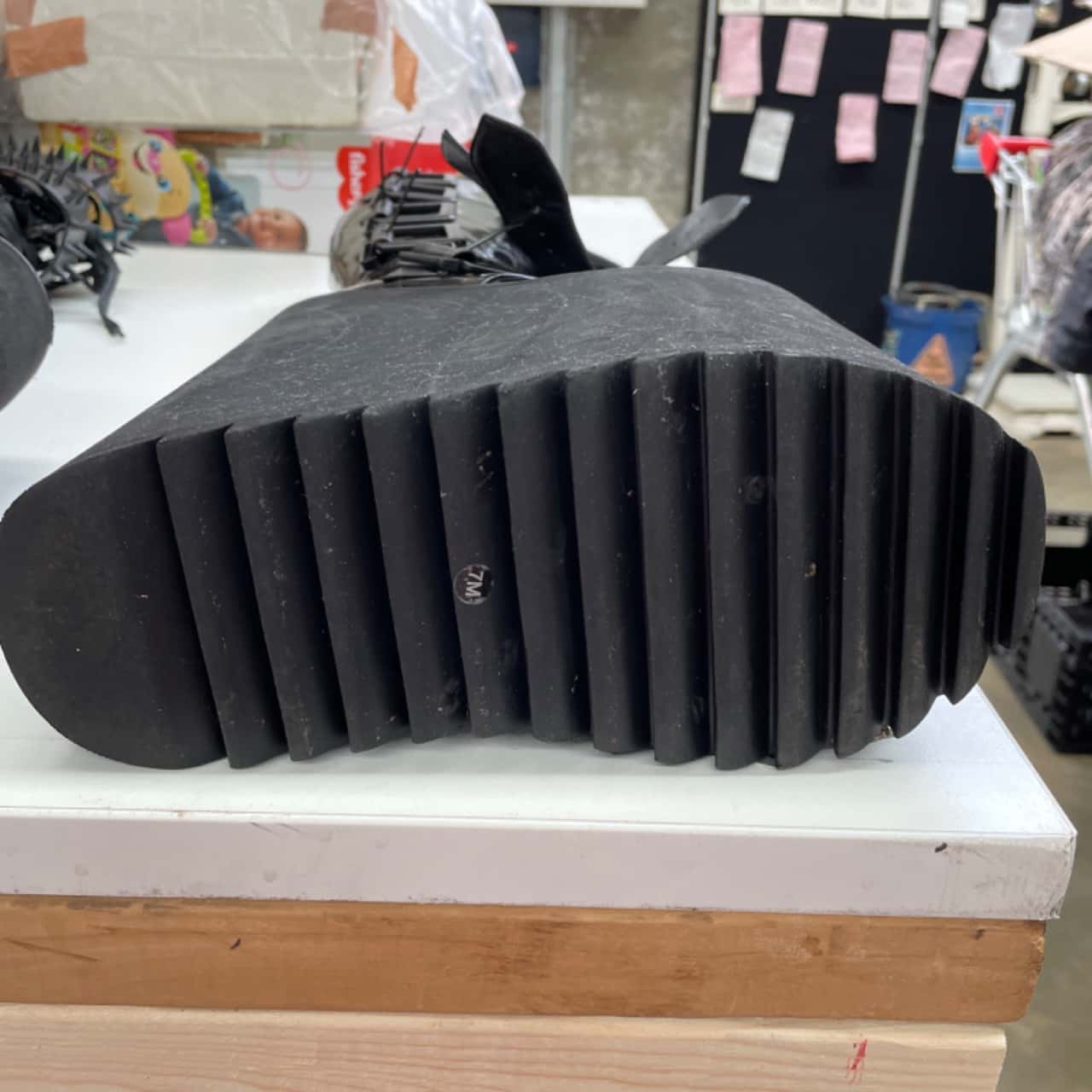 WIDOW Knee High Boots. Triple stacked. Platform Soles. Spiked Buckle ...