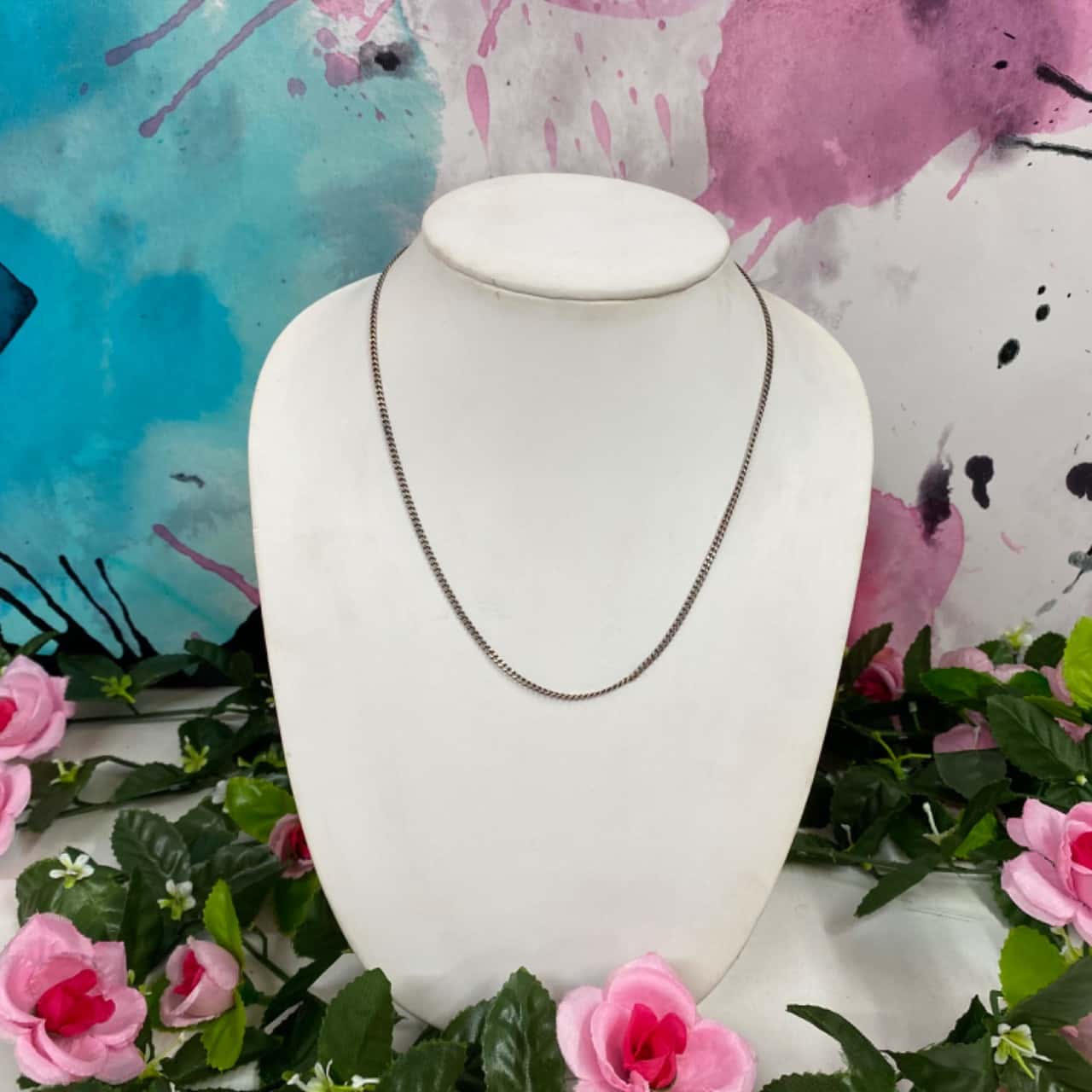 Stamped stg sil spain (sterling silver) chain necklace (s)