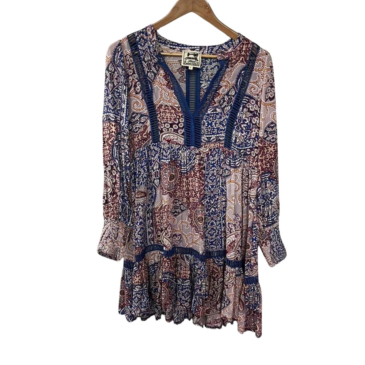 Jaase Womens Size S Blue Patterned Boho Dress(s)