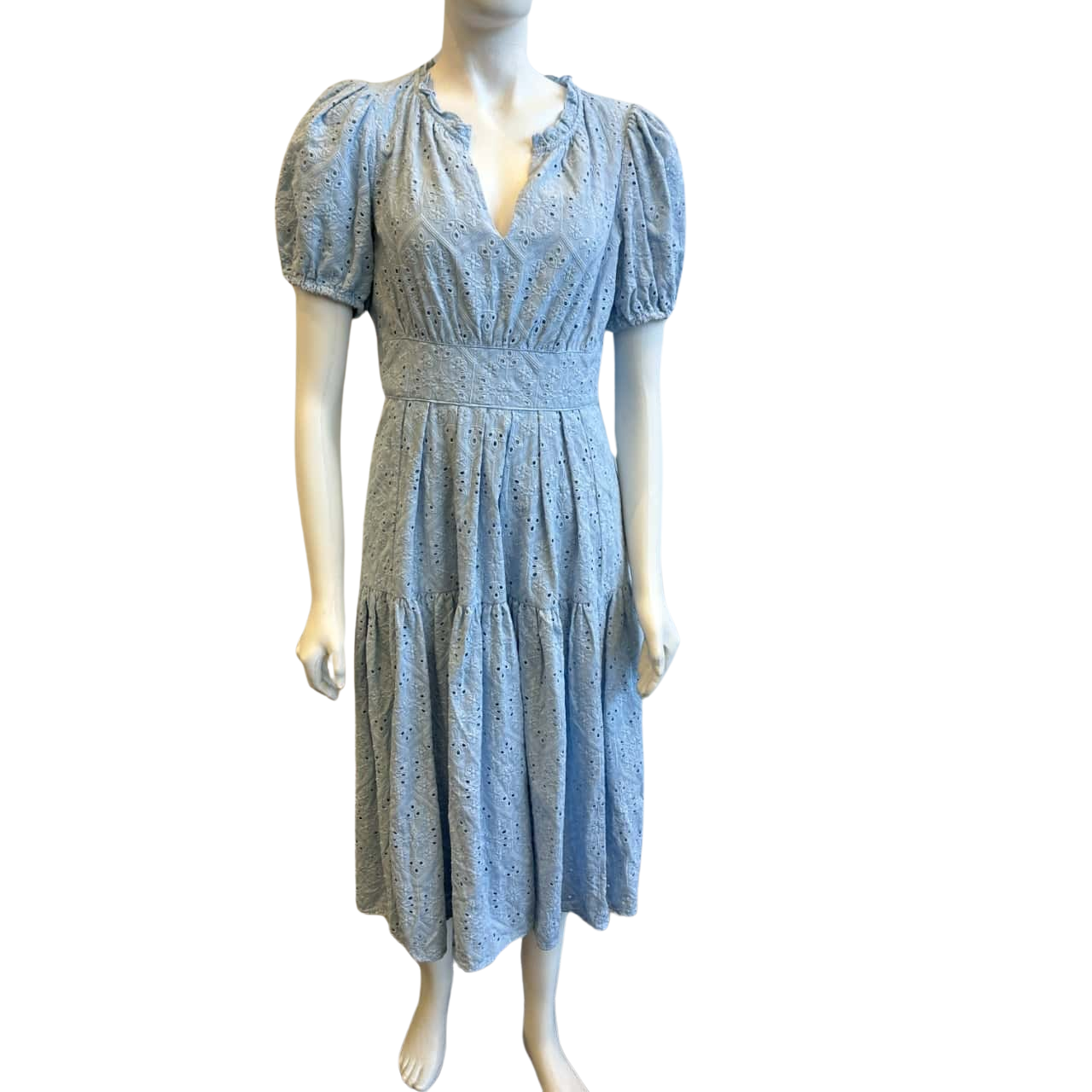Basque Petite Women's Size 12 Short Sleeve Maxi Dress Blue (s)