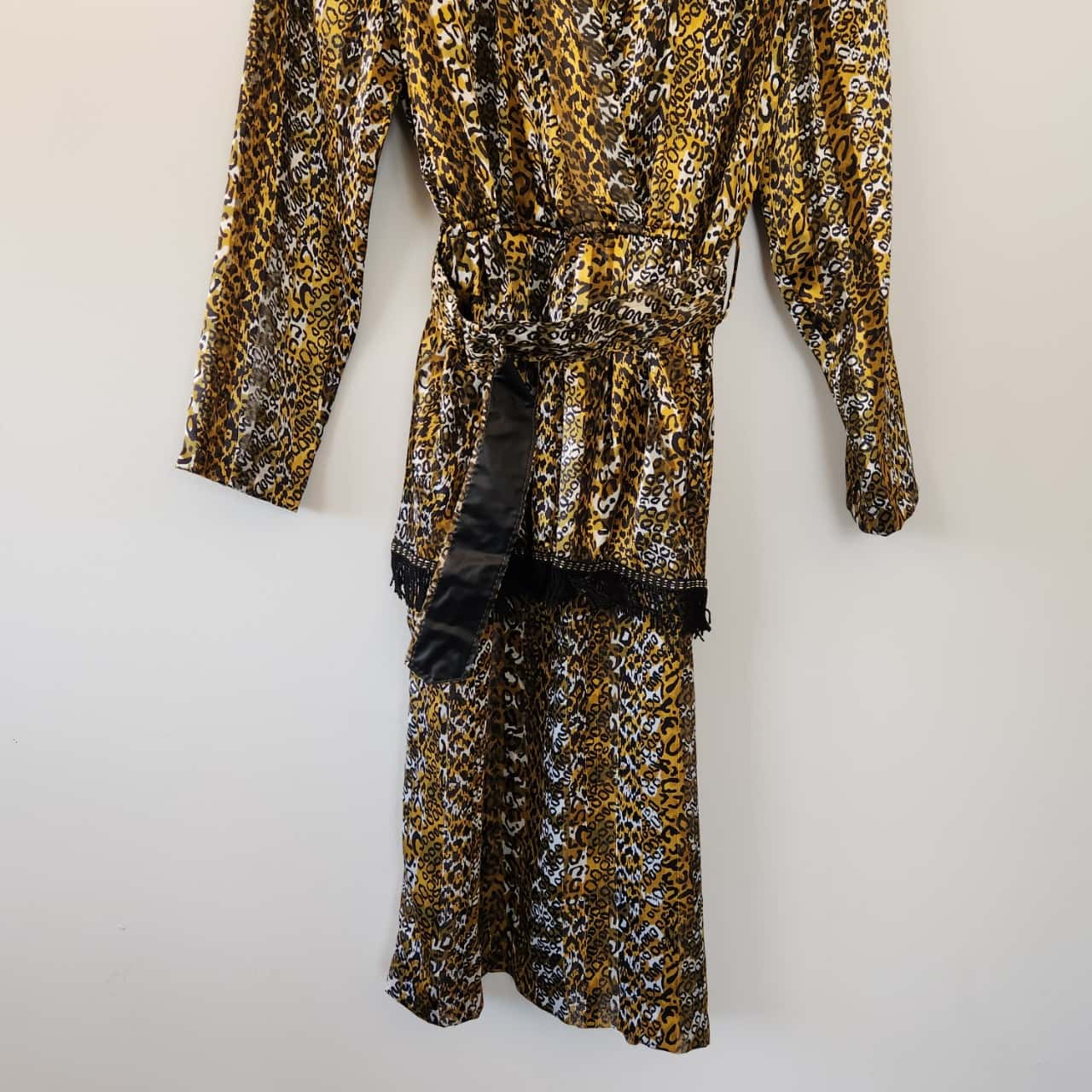 Vintage Ricki Renee Sydney Leopard Print 80s Midi Long Sleeve Dress ...
