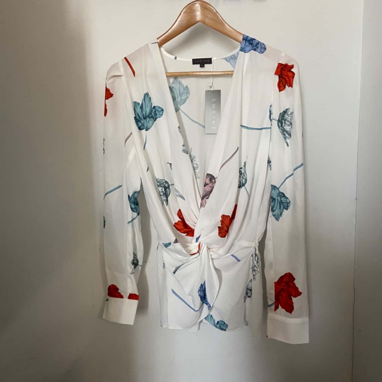 Sheike Women's ‘Illustrated Floral’ Size 12 White long sleeve top