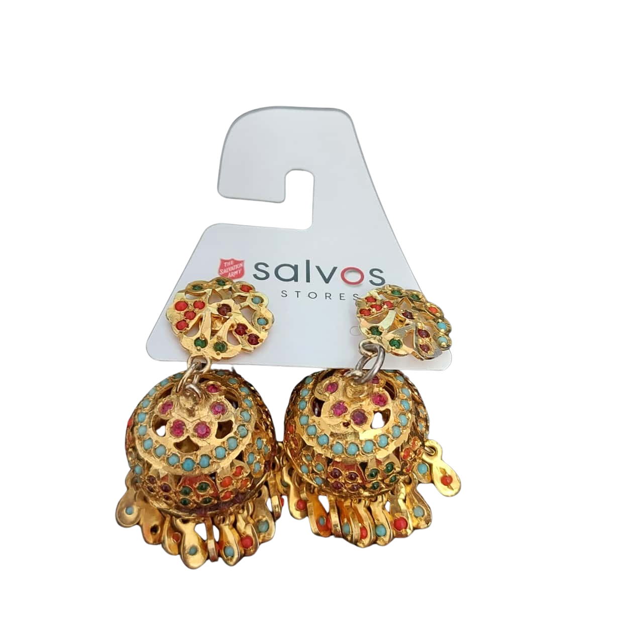 Gold Hardware Chunky Blue Red Green Stone Earring Earrings Ruby Costume ...