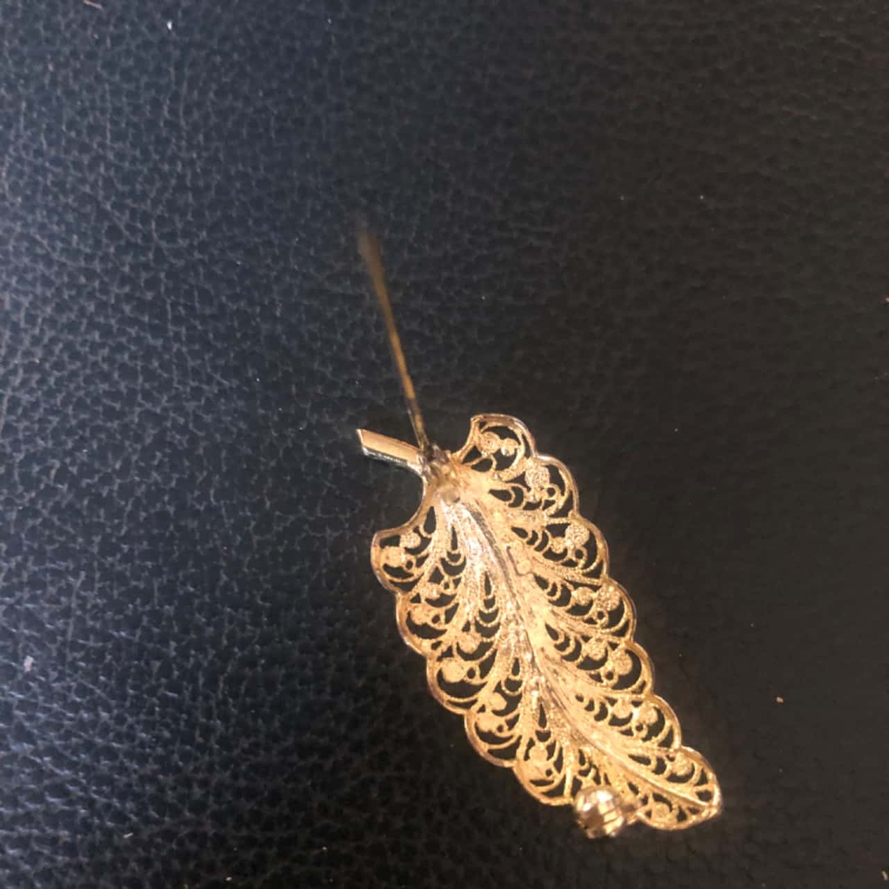 Reduced !Rare find! Vintage brooch. Gold leaf filigree with marcasite ...