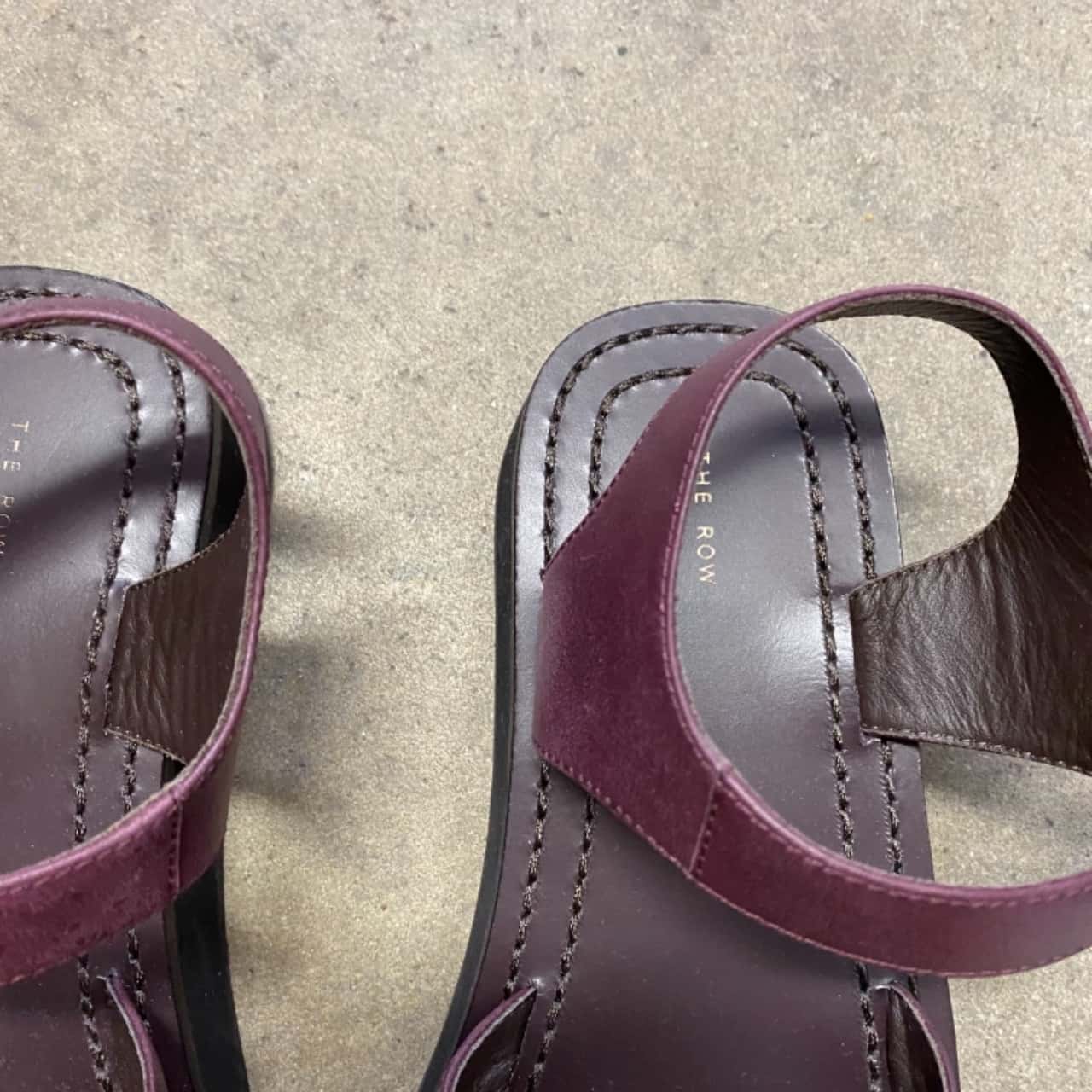 The Row Geri Leather Sandals Size 37 Maroon Rrp $1413(s)