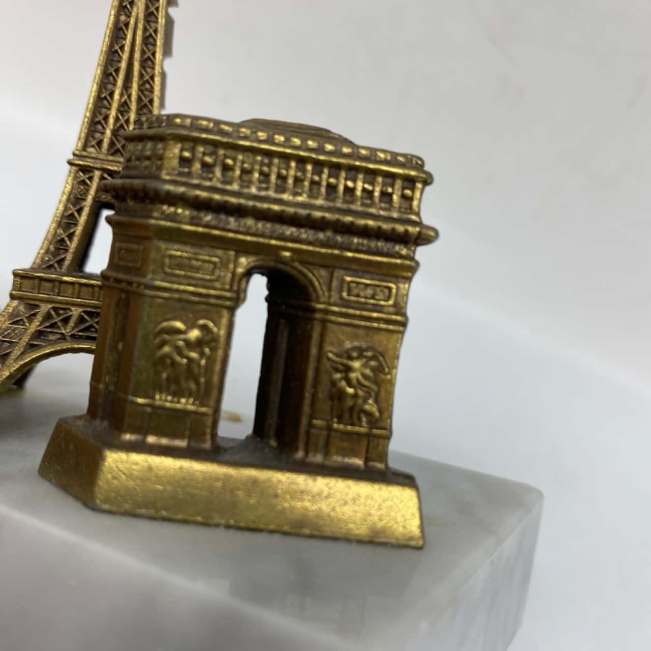 Vintage Brass Marble Paris France Souvenir Eiffel Tower Nortre Dame Arc ...