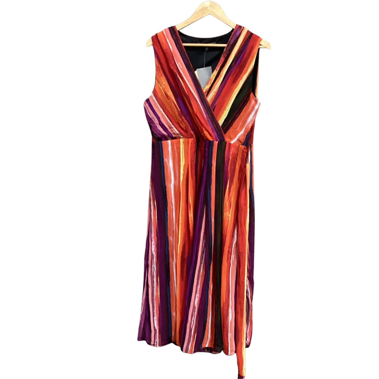 Liz Jordan Womens Tie Waist Stripe Maxi Dress Warm multicolour Size 14