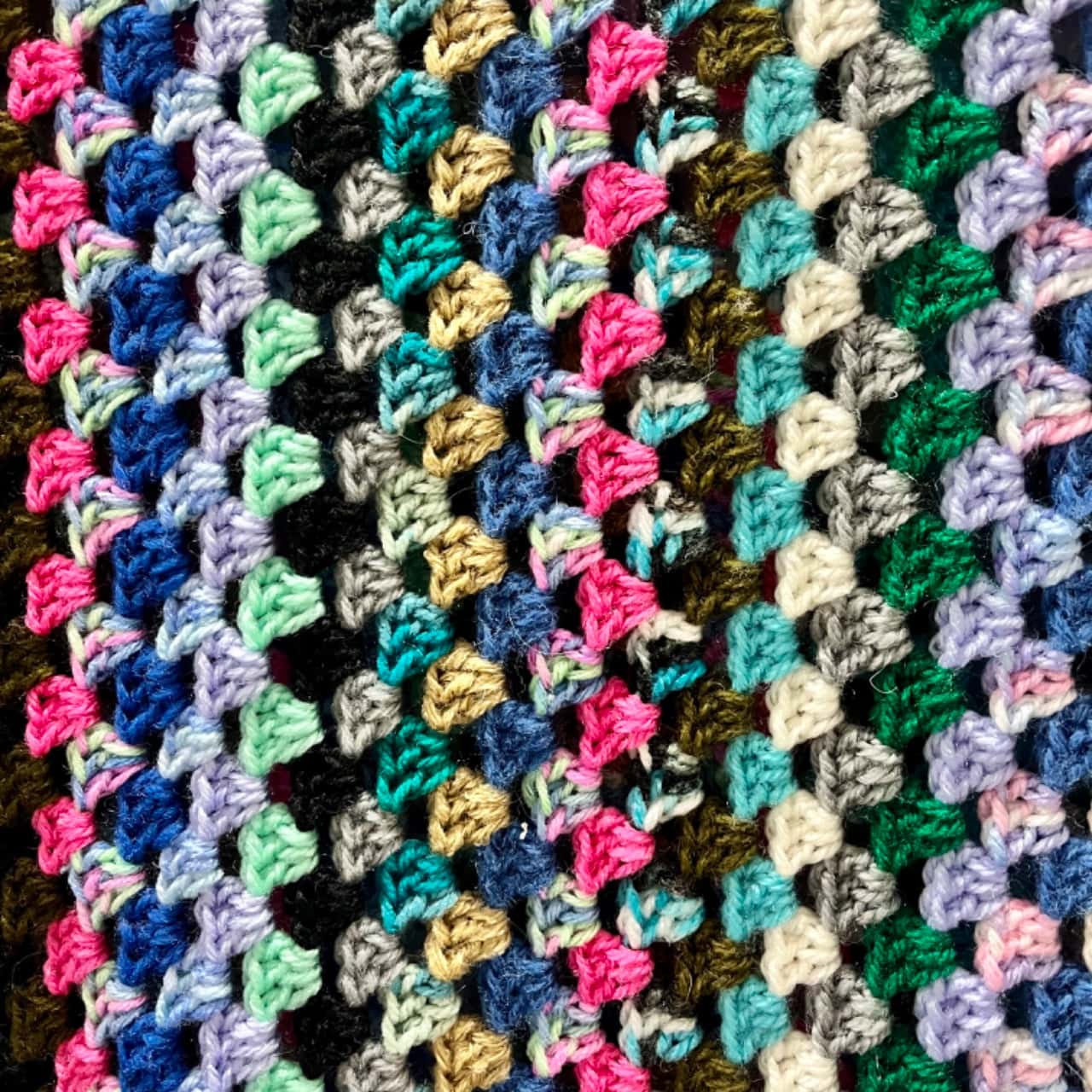 Crocheted multi-coloured Blanket 188x 188cm- just gorgeous handcrafted ...