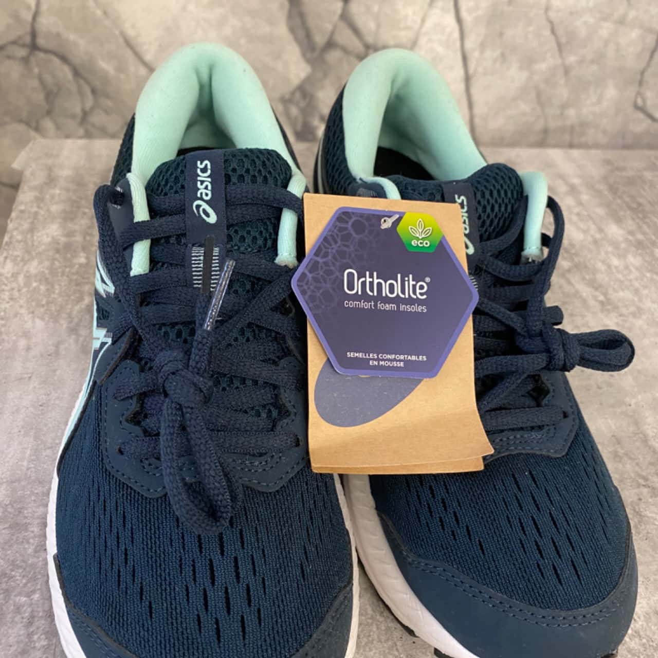 Asics Womens Size 38 Navy Blue/Fresh Ice Ortholite Sneakers(s)