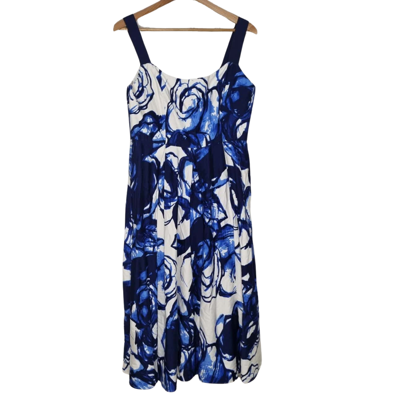 Queenspark Blue and White Swirl Dress Size 16(s)