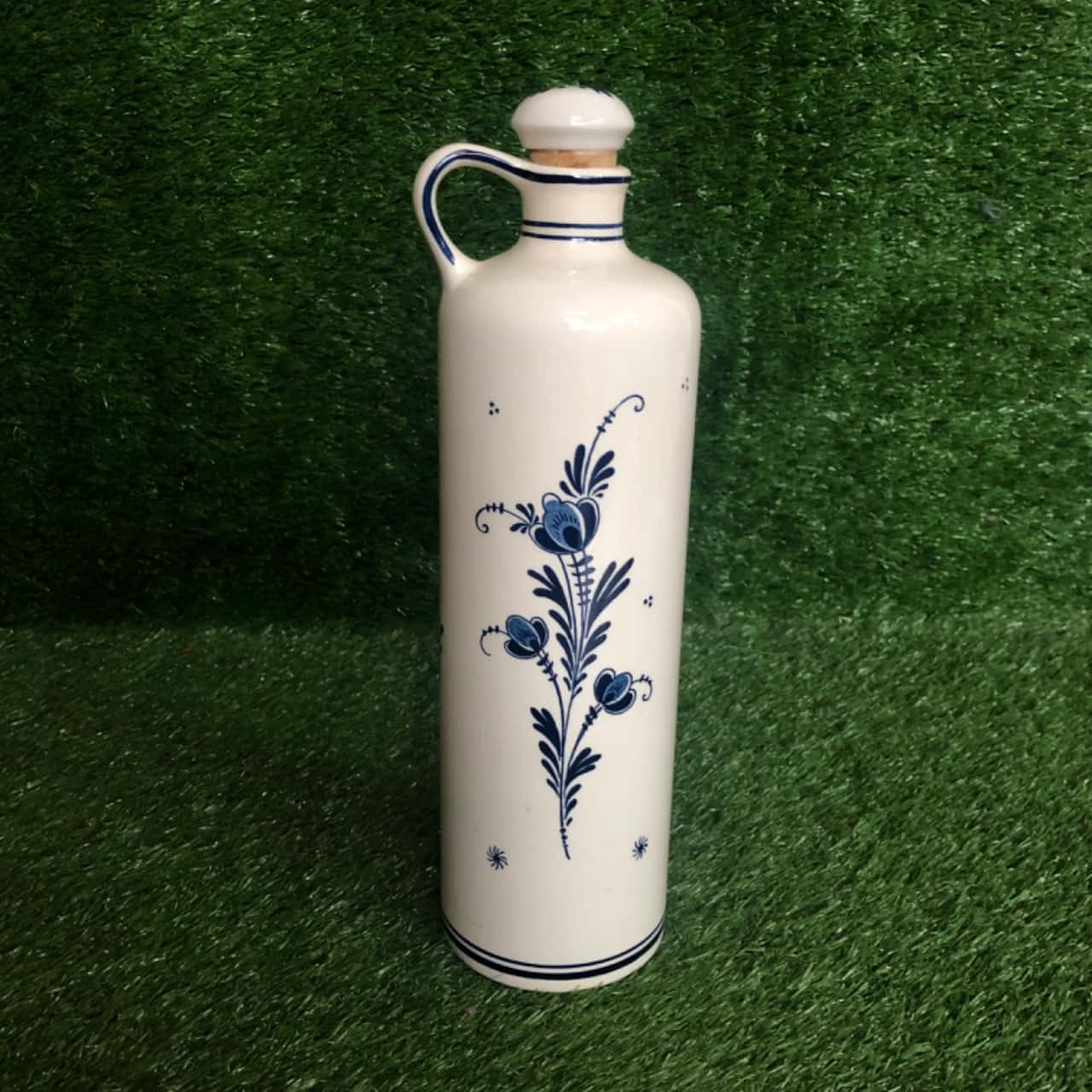 Vintage Blue Delft Bols Windmill Bottle With Cork Lid (s)