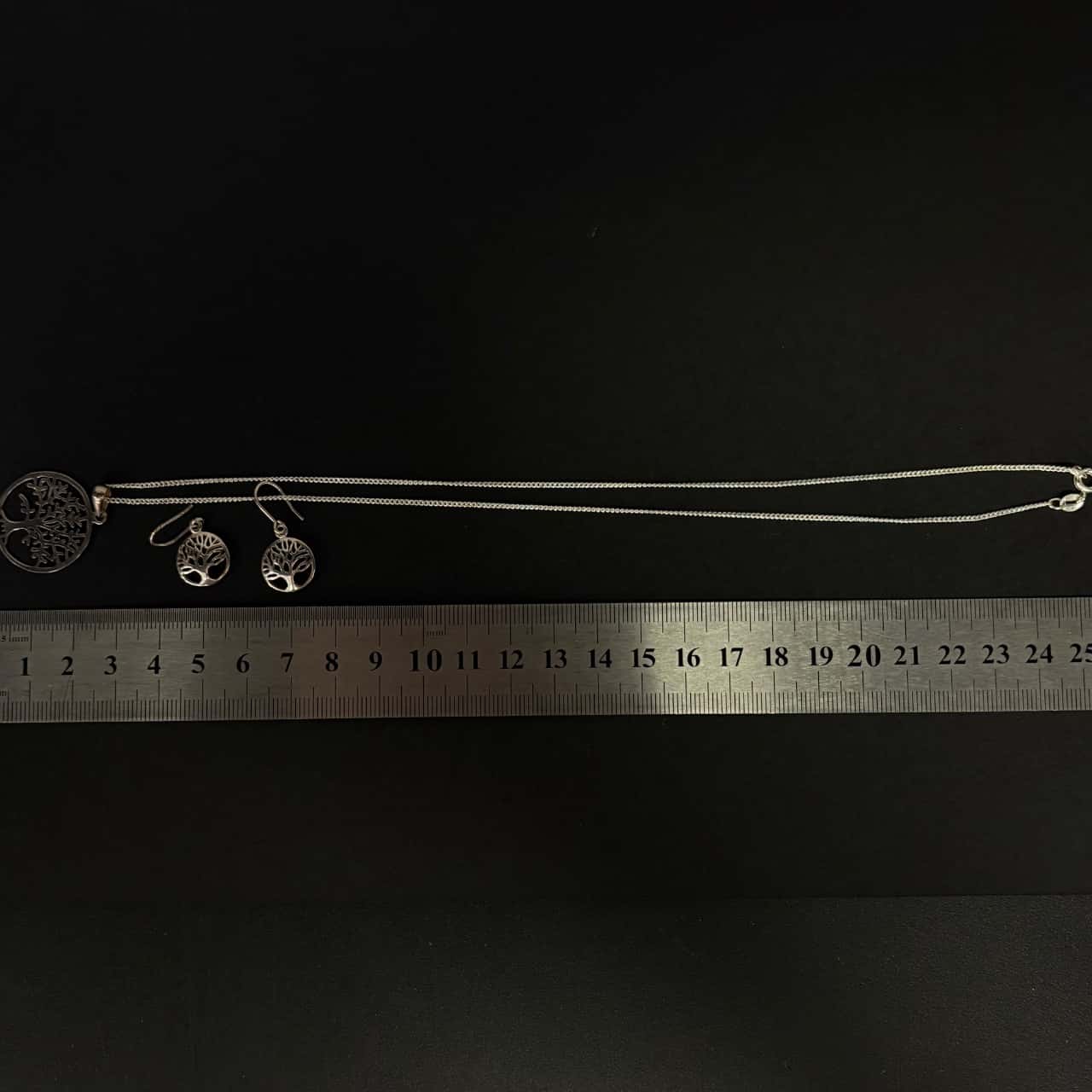 Silver Tree of Life Necklace & Earring Set