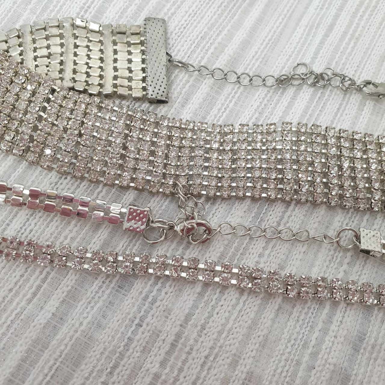 Sparking 1950s Style Elegant Diamante Chokers x 2 - One 8 Rows & One 2 ...