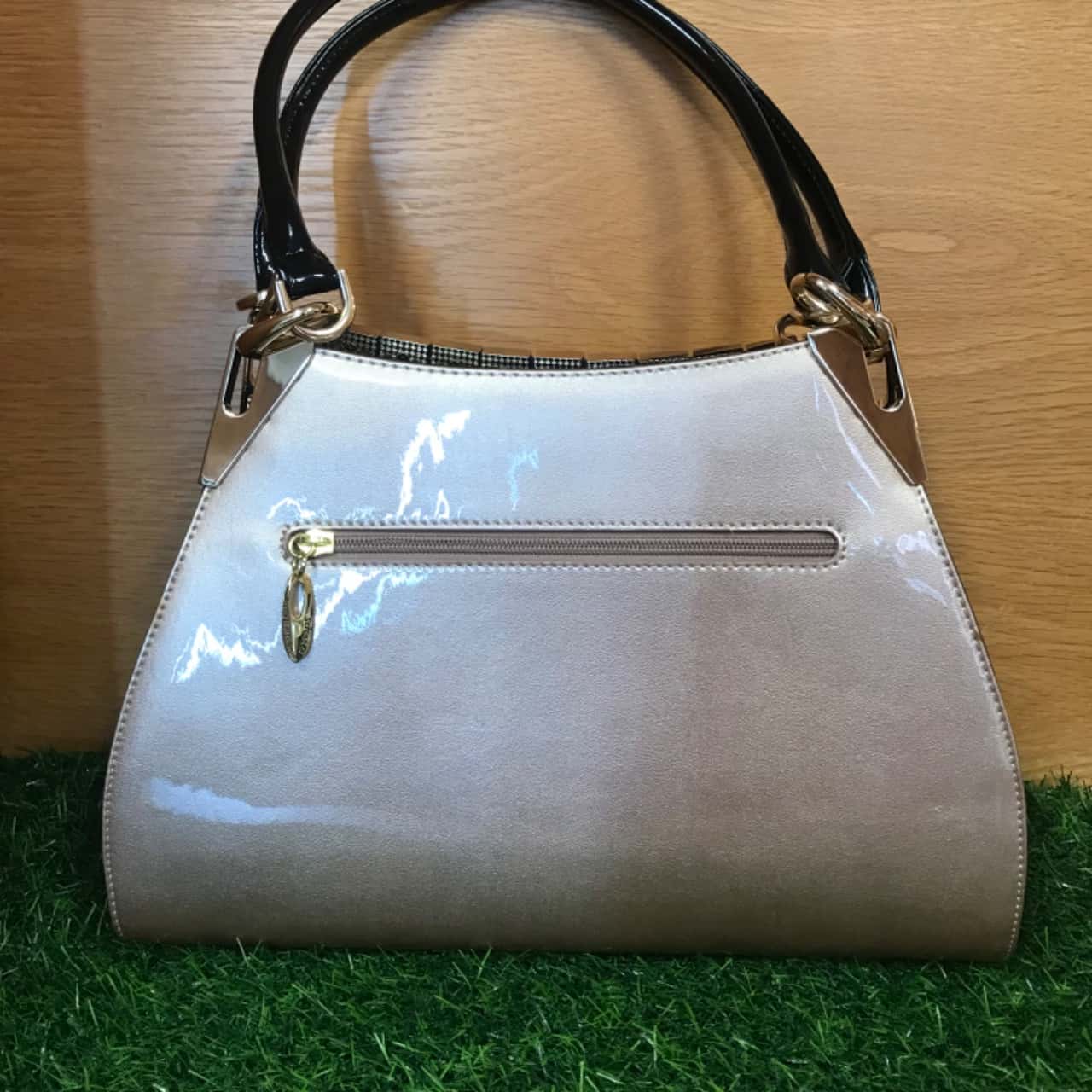 Serenade Black & Rose Gold Patent Leather Structured Handbag(s)