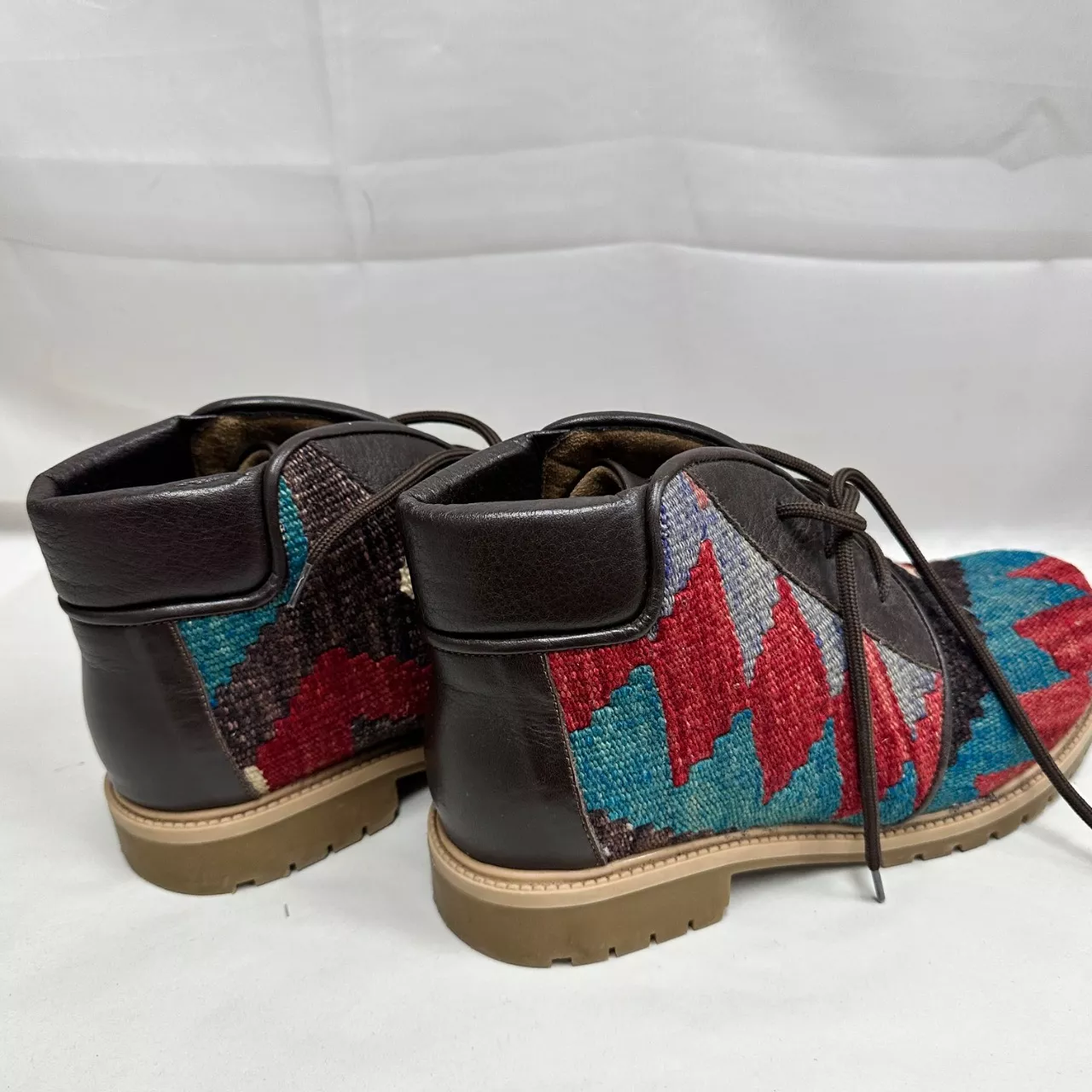 Kilim Men’s Handwoven Pattern Boots Black / Red / Teal - Used Good ...