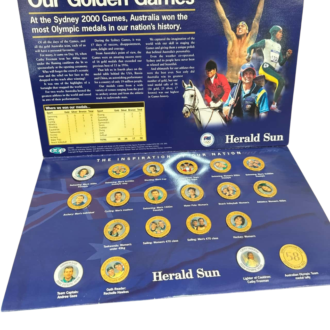 2000 HERALD SUN SYDNEY 2000 AUSTRALIA GOLD MEDAL MEDALLION SET (16 +4)(s)