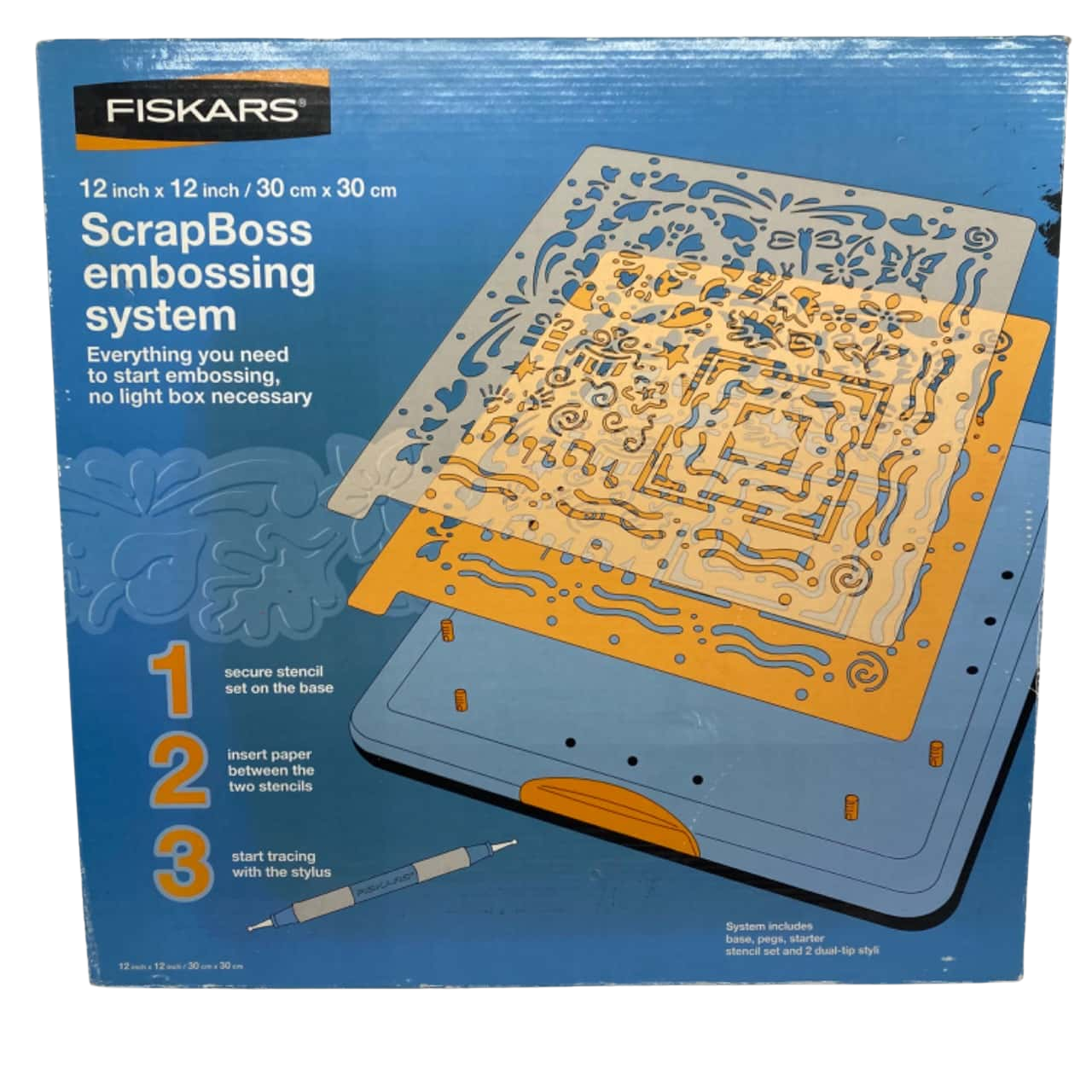 New (In damaged box)Fiskars 12x12 ScrapBoss Embossing System . Tray ...