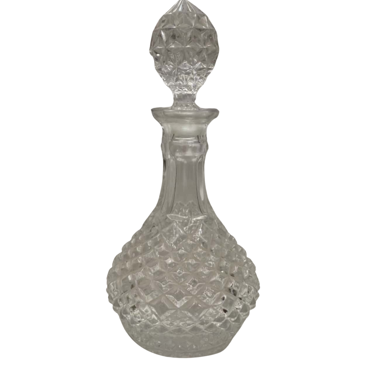 Large Crystal Decanter Diamond Shaped Whisky Brandy Jug with Lid ...