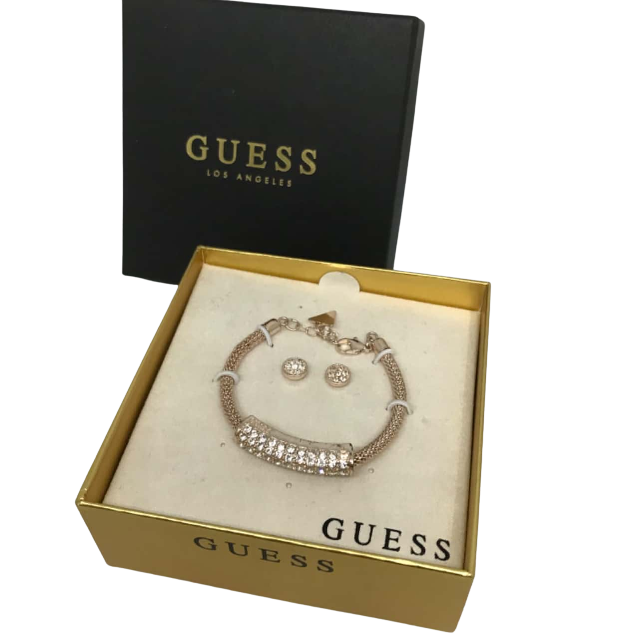 NWOT Boxed Guess Womens Bracelet / Earrings Rose Gold (s)