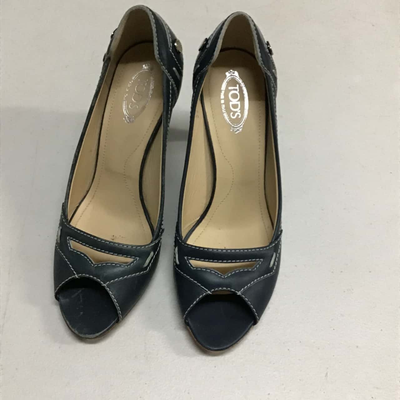 Tod's Womens Size 37 Navy Blue High Heel Shoes(s)