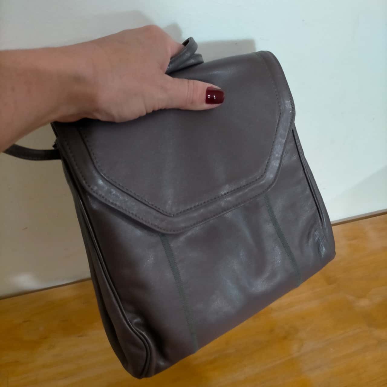 VINTAGE Australian made Leather Handbag Mocha Brown/ Grey VGVC(s)