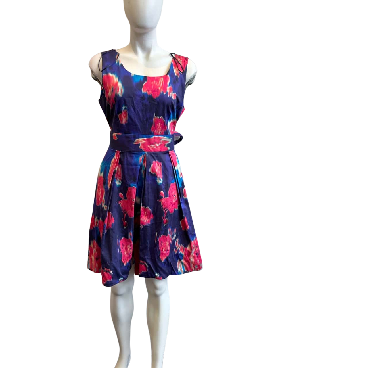 Closet London Womens Size 16 Sleeveless Midi Dress Navy Blue Pink S