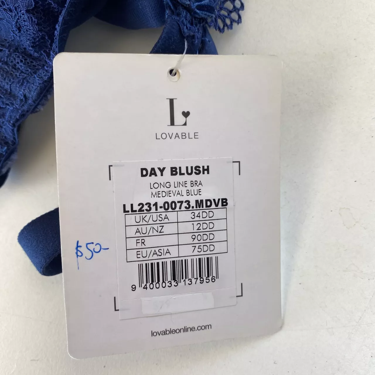 Lovable Medieval Blue Long Line Bra Size 12 DD(s) - New With Tags ...