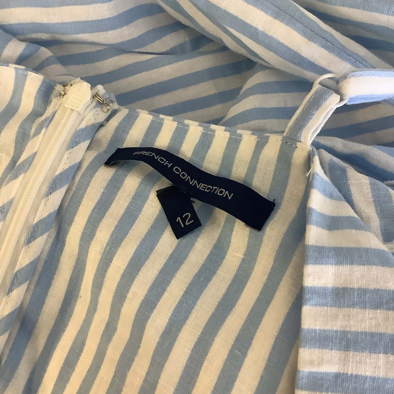 French Connection Women's Size 12 Linen Blend Jumpsuit Blue & White ...