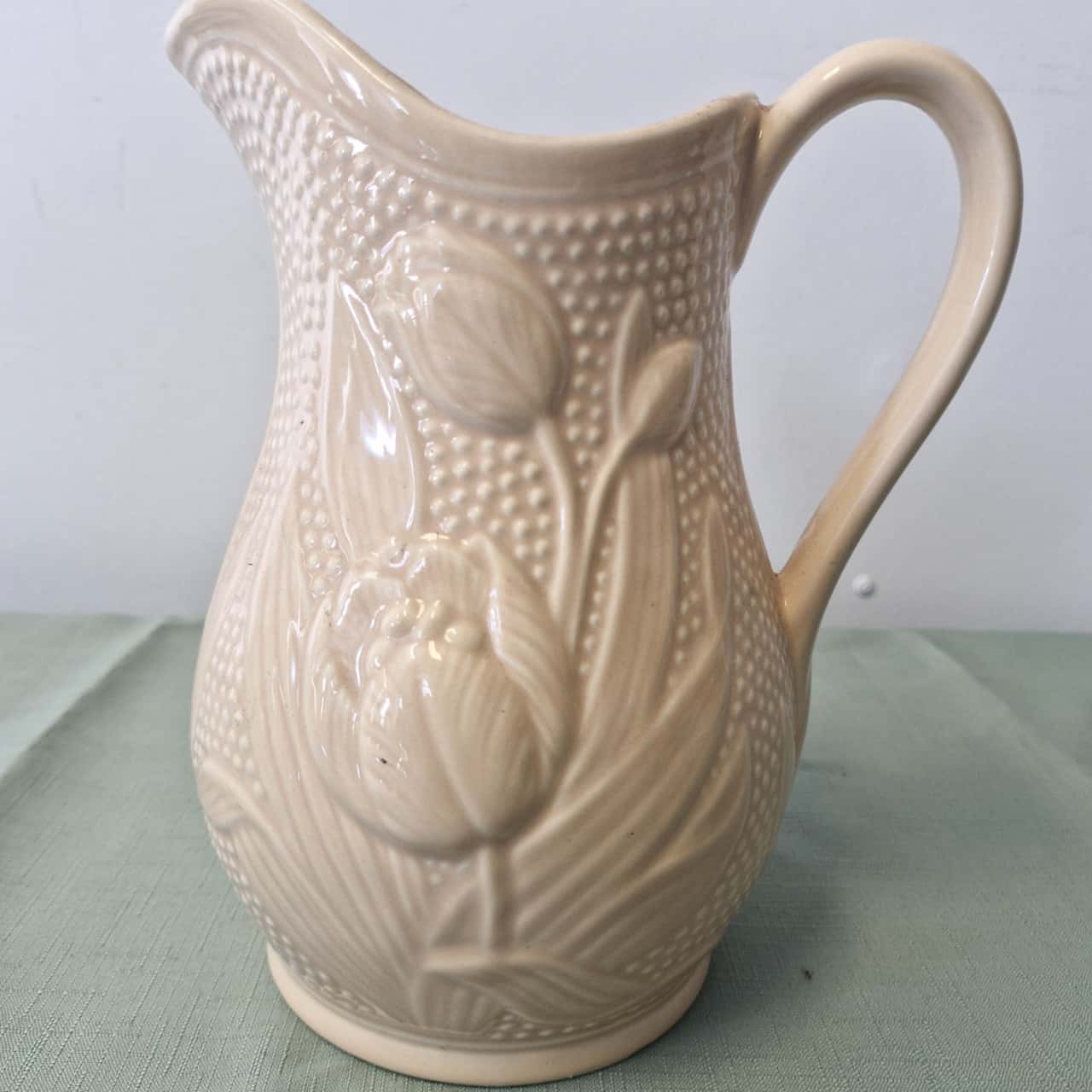 Antique Stoneware Porcelain TULIP JUG Pitcher Relief Molded – Vintage ...